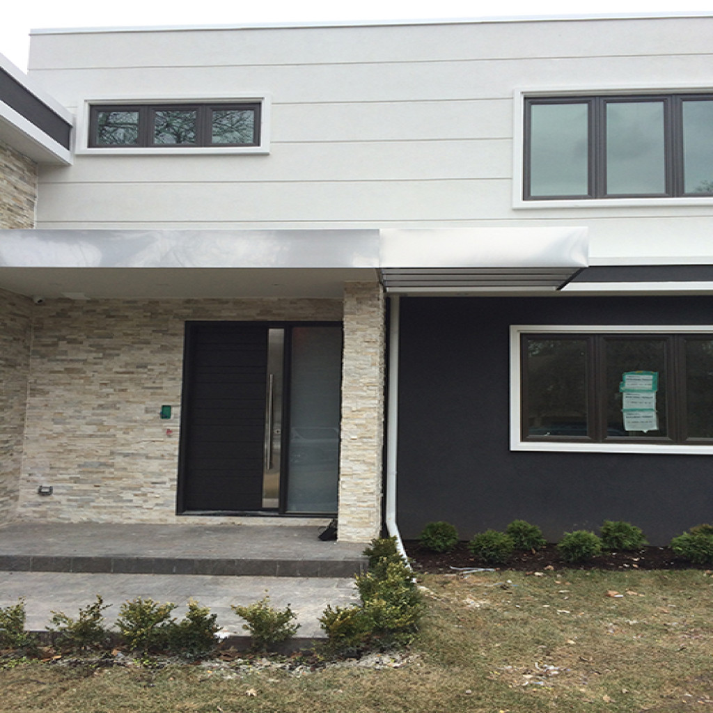 Modern Contemporary Custom Fiberglass Door with Stainless Steel Design