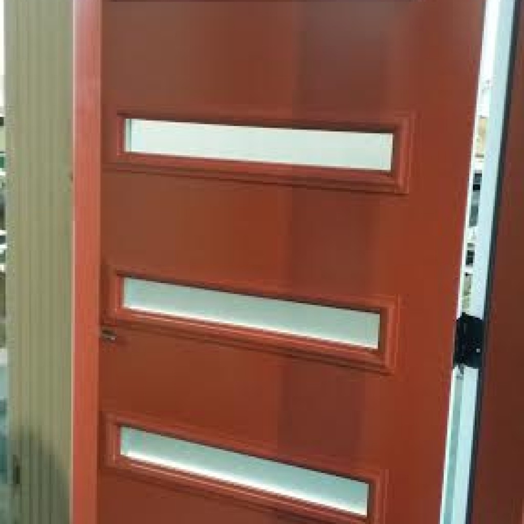 Modern Exterior Double Doors with 2 side lites and frosted glass ...