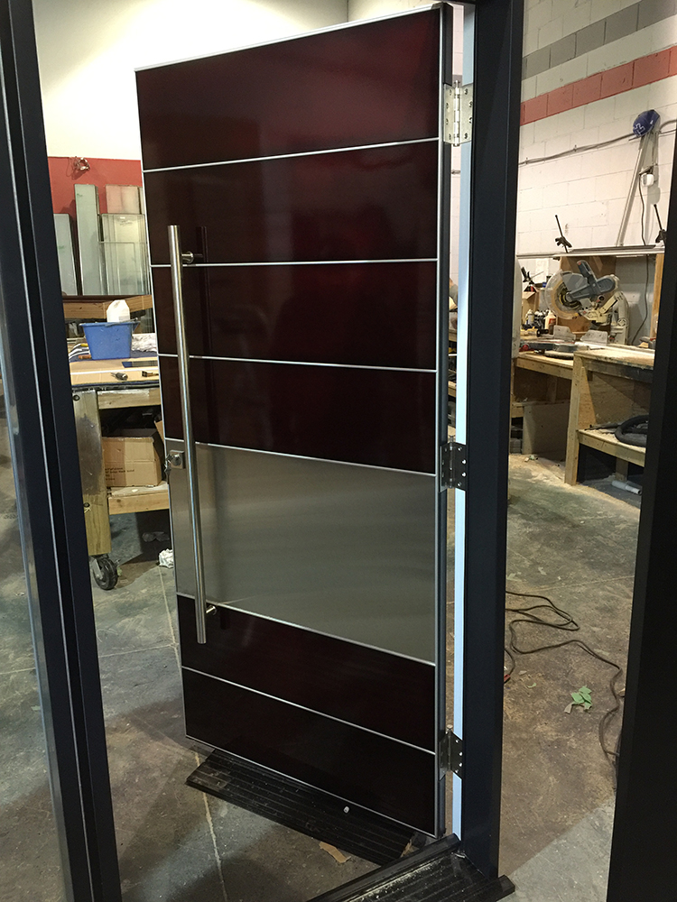 Modern Aluminum Powder Coated Door with Stainless Steel with multi ...
