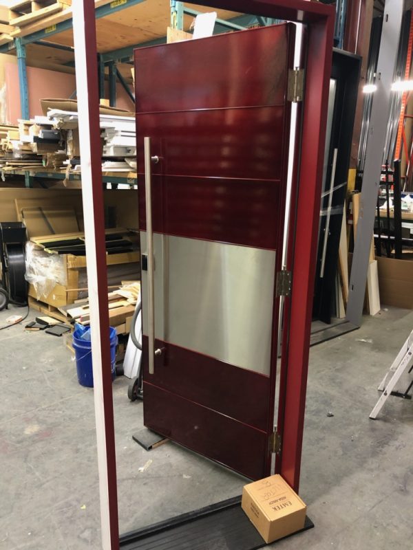 Large Single Front Entry Door Glass Panels Stainless Steele - Modern Doors