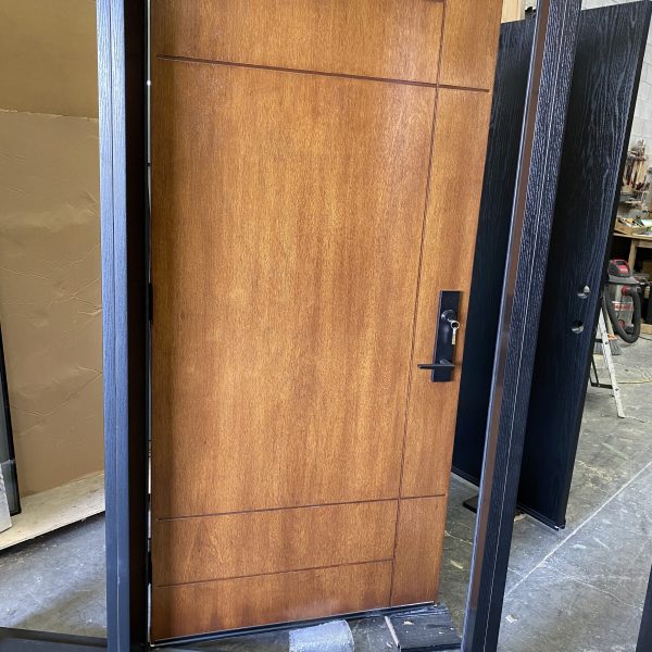 Modern Solid Wood Front Single Door Zig Zag Design - Modern Doors