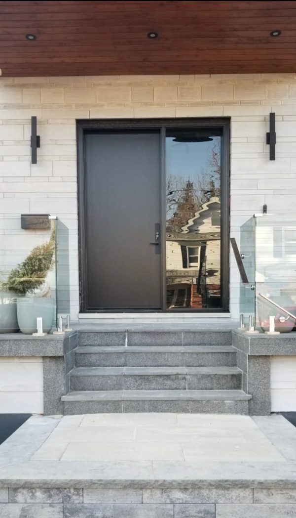 Modern Front Entry Door Flush Slab with sidelight - Modern Doors