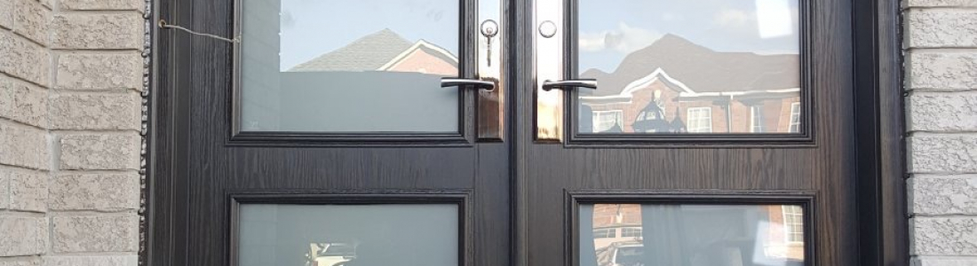 Modern Double Fiberglass Entry Door 4 Panel Glass - Modern Doors