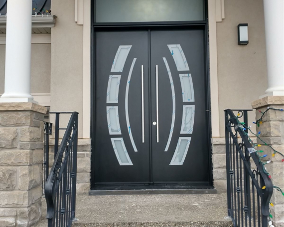 Modern Contemporary Front Entry Double Doors, Fiberglass Modern Double ...