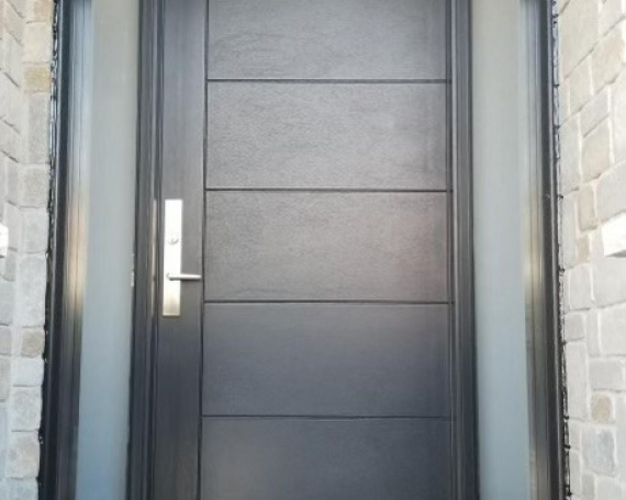Modern Style Fiberglass Single Front Entry Door 4 Panel - Modern Doors