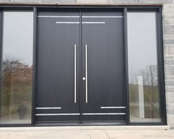 Ultra Modern Single Front Entry Door Fiberglass 2 Side Lights - Modern Doors